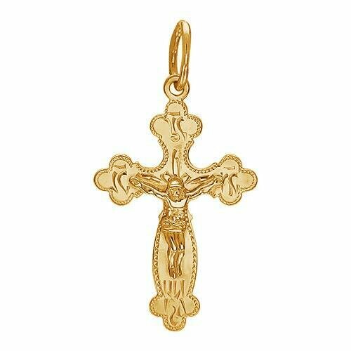 Крестик, серебро, 925 проба, золочение