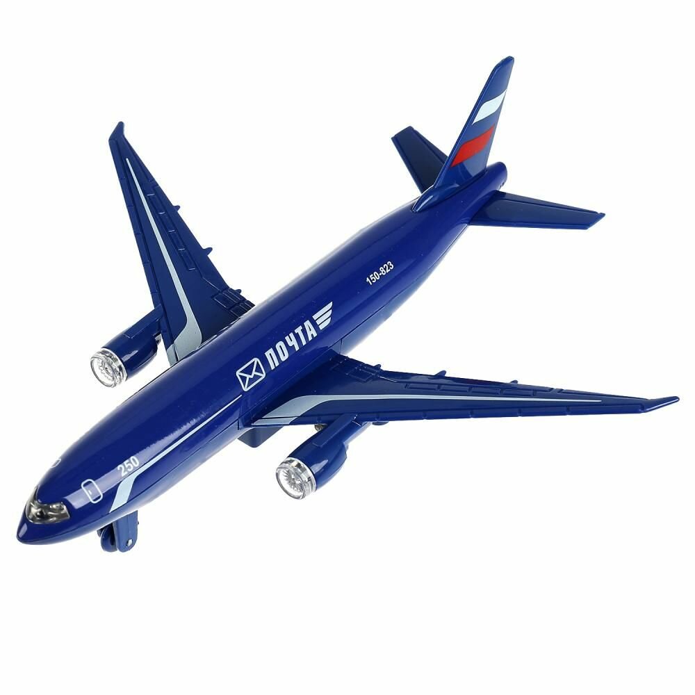 Металлическая модель Самолёт Почта, свет+звук, 18 см