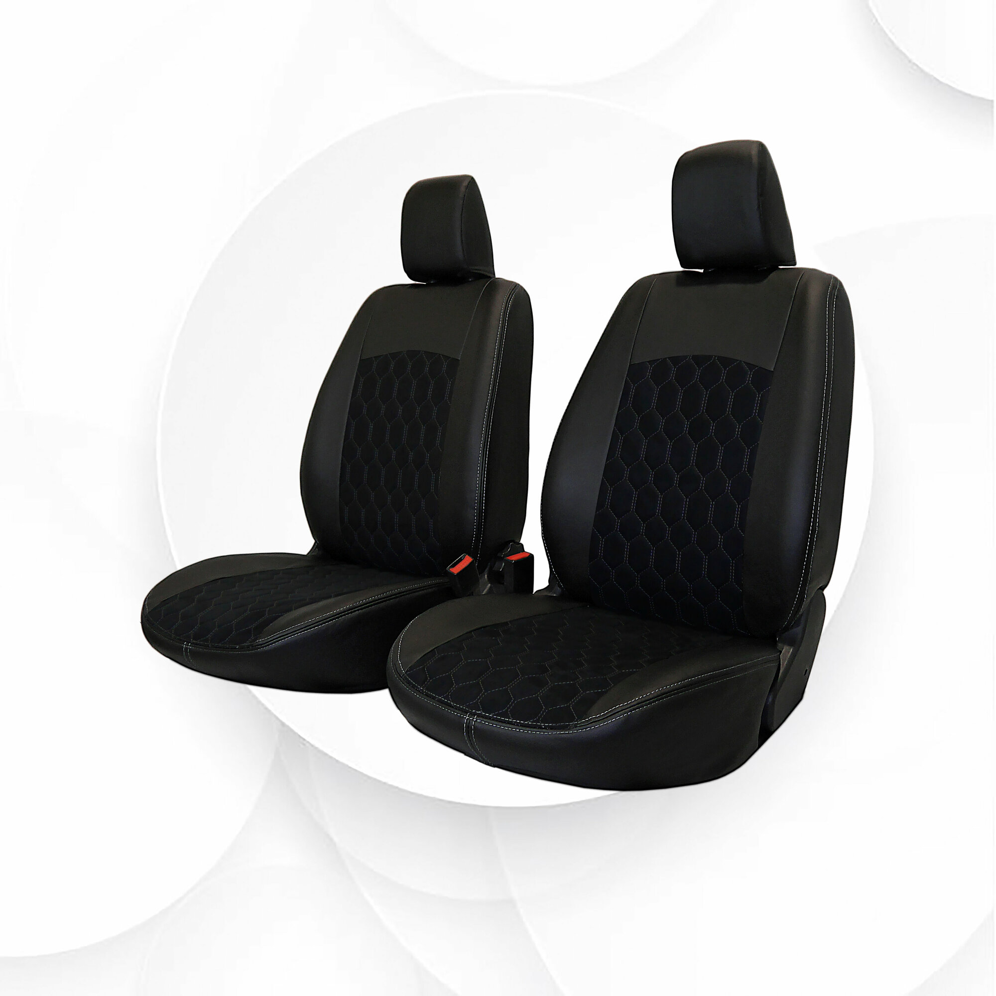 Чехлы VW Polo 09-20 седан экокожа соты сплошные стеганые серая строчка черные Ростов