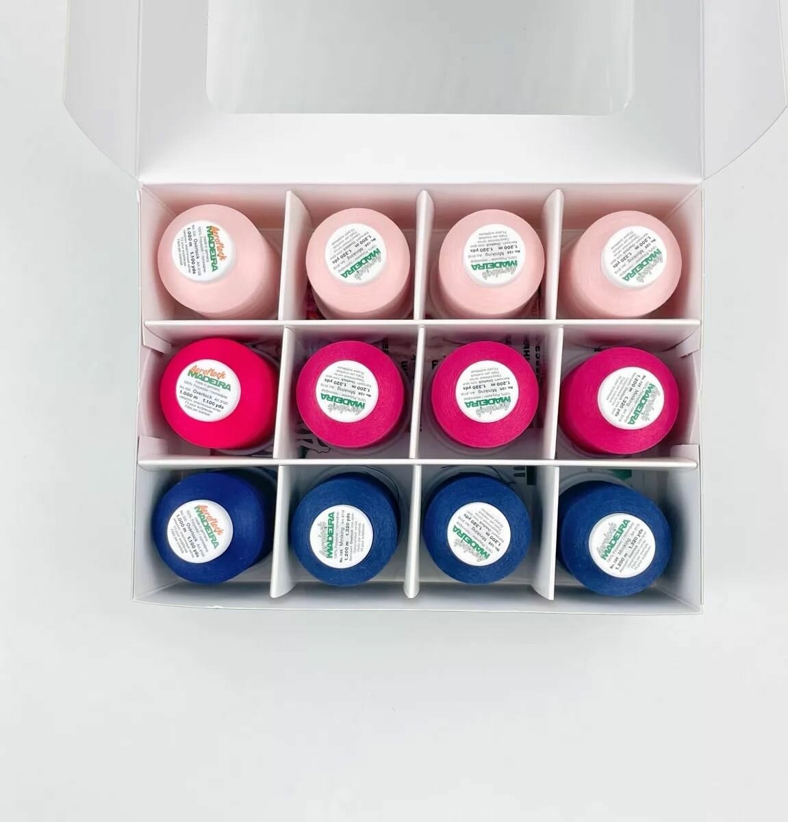Набор ниток для оверлока Navy&Pink Aerolock 9x1200м, Aeroflock 3x1000м, Madeira