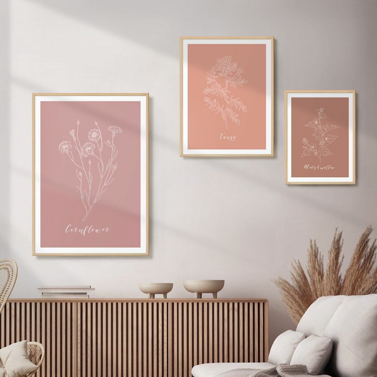 Набор постеров 3 шт "Ботаника иллюстрация" плакат для интерьера, картина на стену