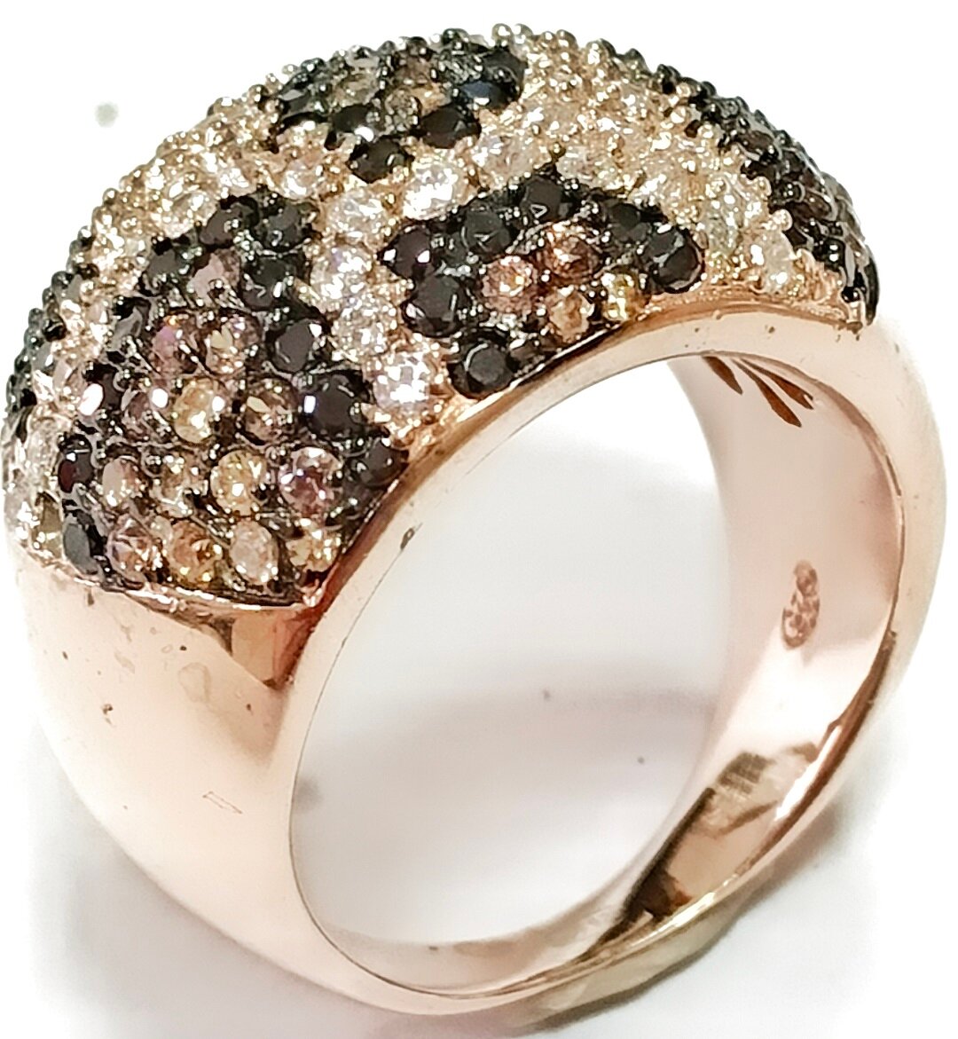 Перстень, серебро, 925 проба, золочение, фианит