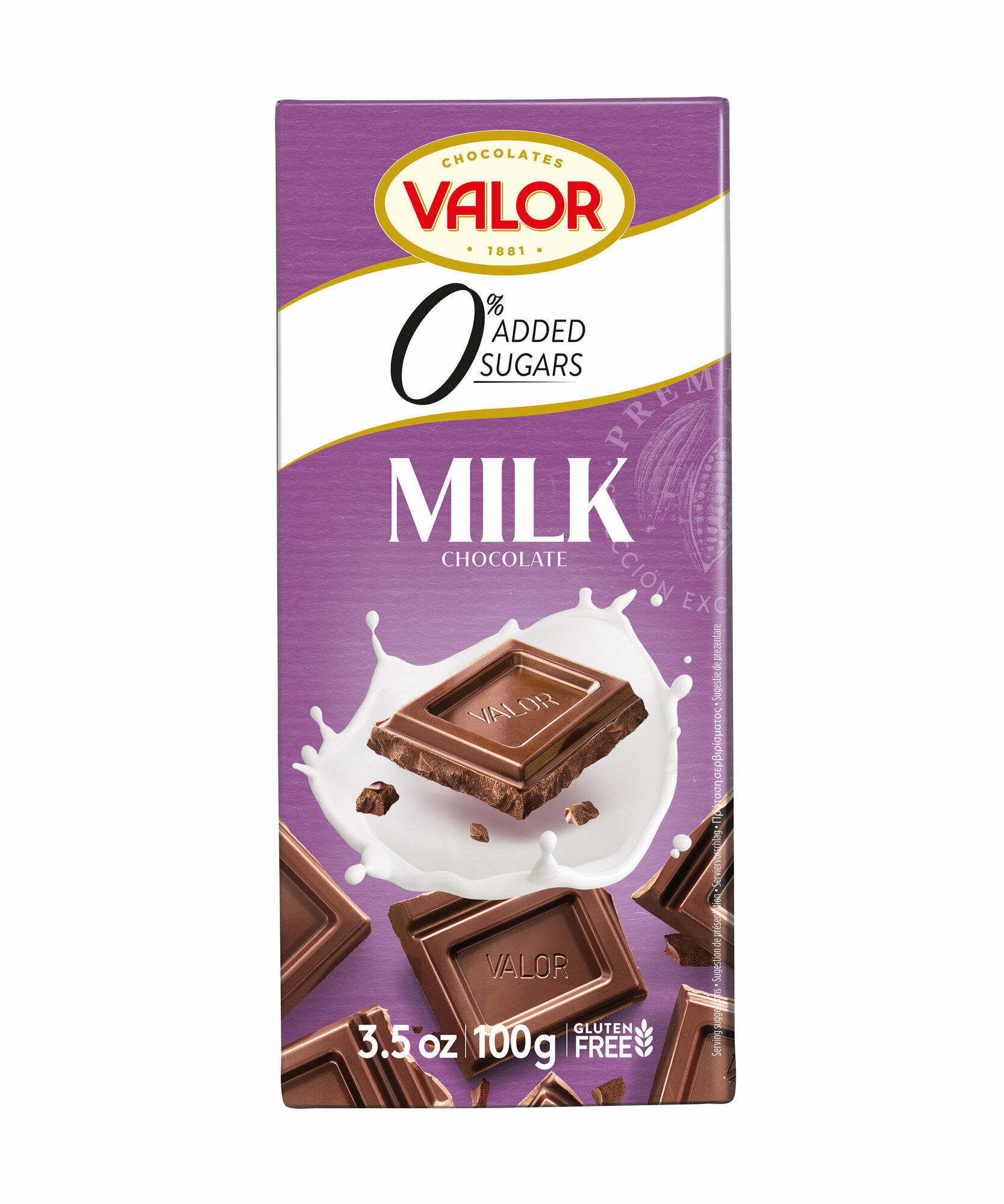 Молочный шоколад Valor 36% какао без добавления сахара, Испания, 100 г