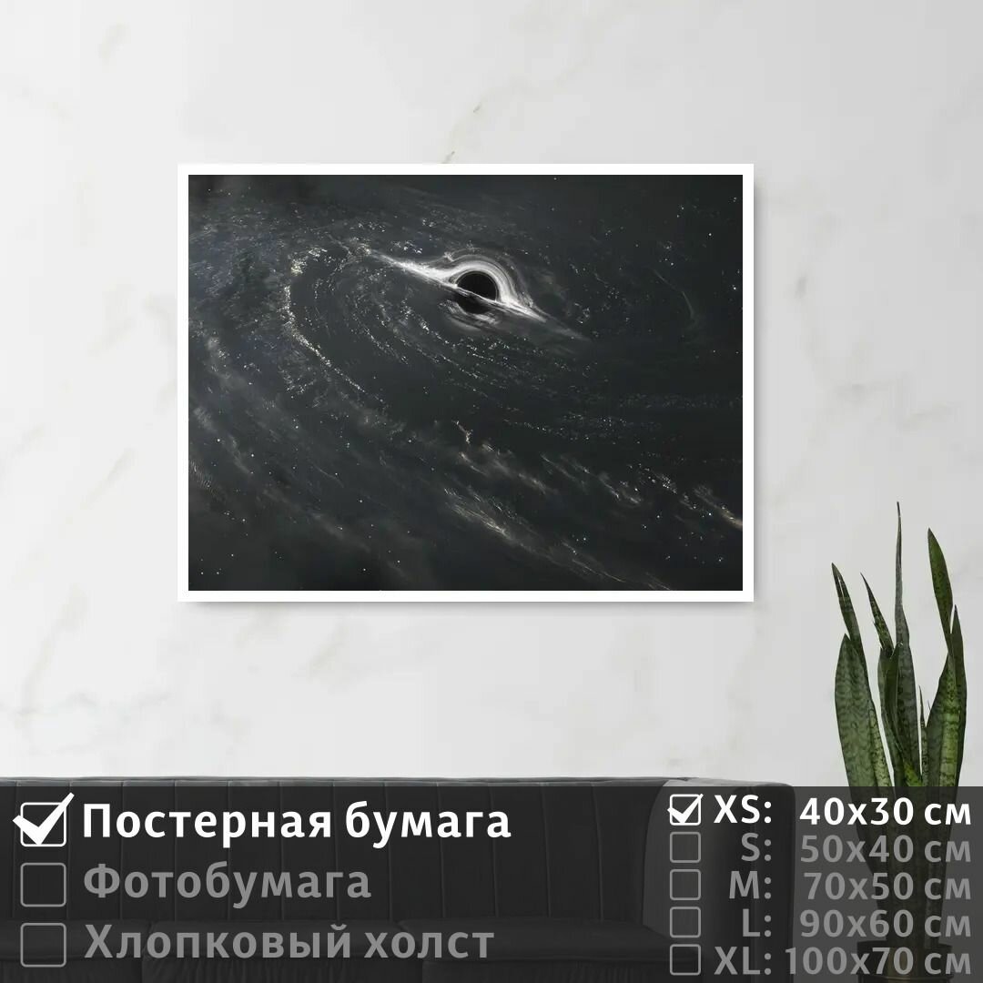 Постер на стену Черная Дыра В Космическом Пространстве 40х30 см ПолиЦентр