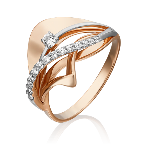 Кольцо PLATINA, красное золото, 585 проба, фианит