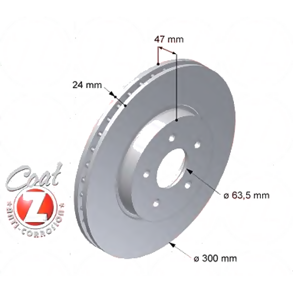 ZIMMERMANN 250.1344.20 (1321488 / 1376118 / 1388257) диск торм frd Mondeo (Мондео) III 01- пер вент 300x24