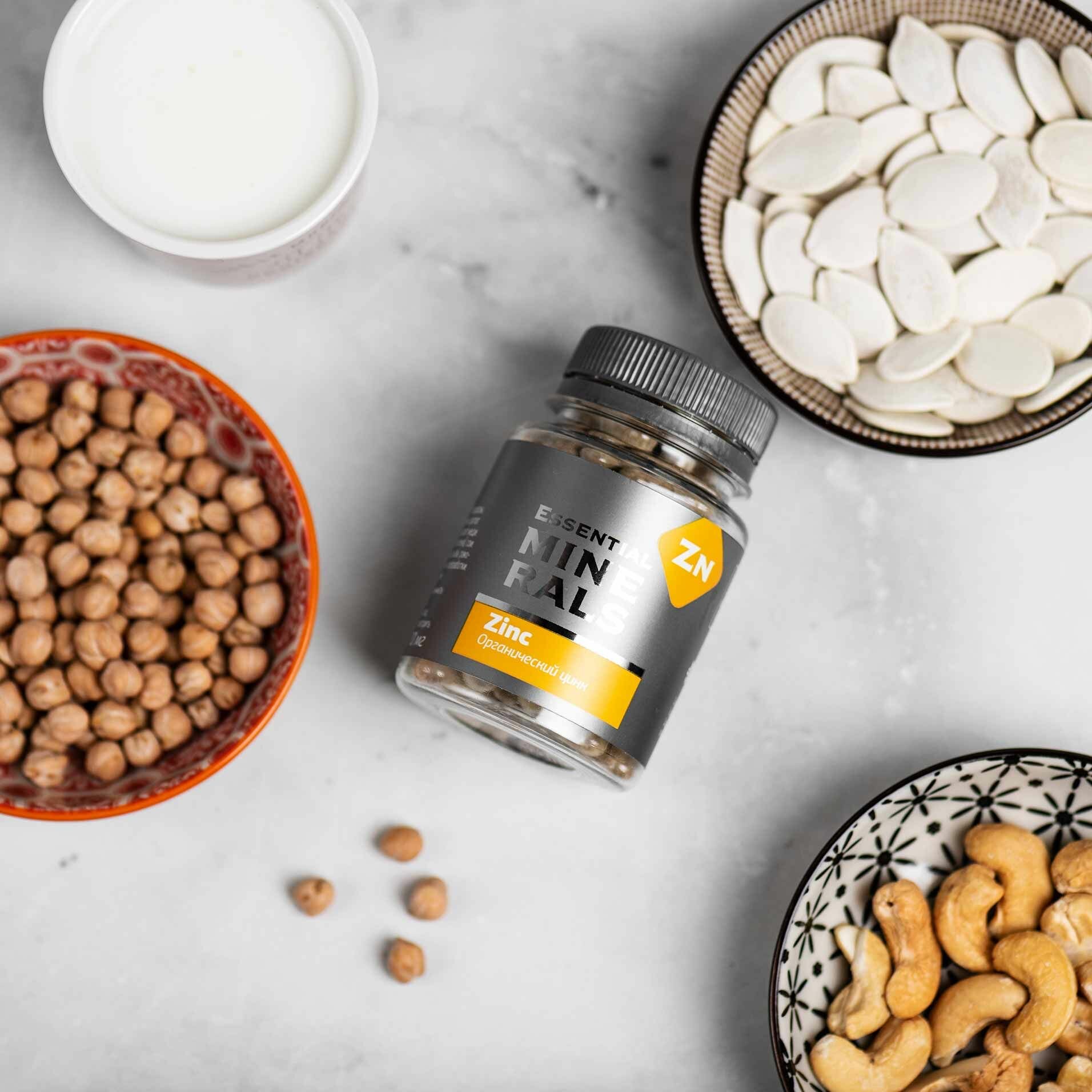 Органический цинк Essential Minerals, 60 капсул