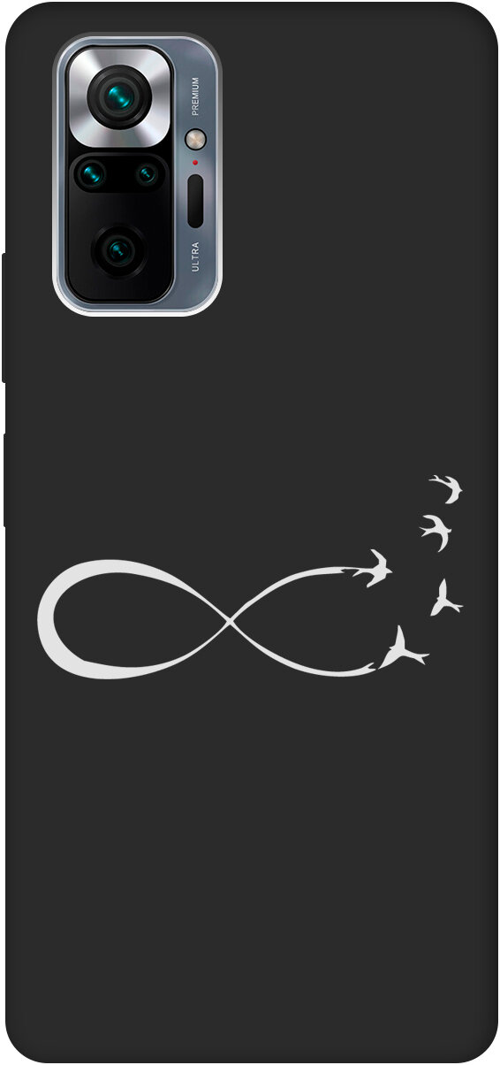 Матовый Soft Touch силиконовый чехол на Xiaomi Redmi Note 10 Pro, Сяоми Редми Ноут 10 Про с 3D принтом "Infinity W" черный