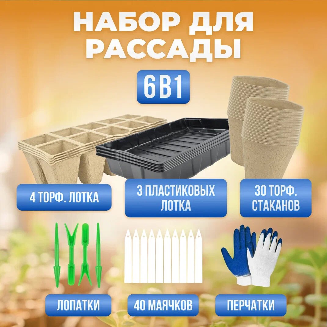 Набор для рассады торфяные горшки, 6 в 1, для выращивания растений