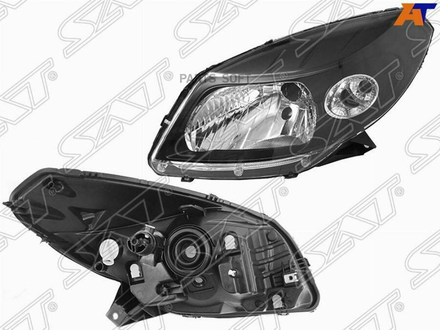 Фара Renault Sandero Stepway 10-14 (Слева/ Галоген/ Ручная регулировка) SAT ST-551-1170L | цена за 1 шт