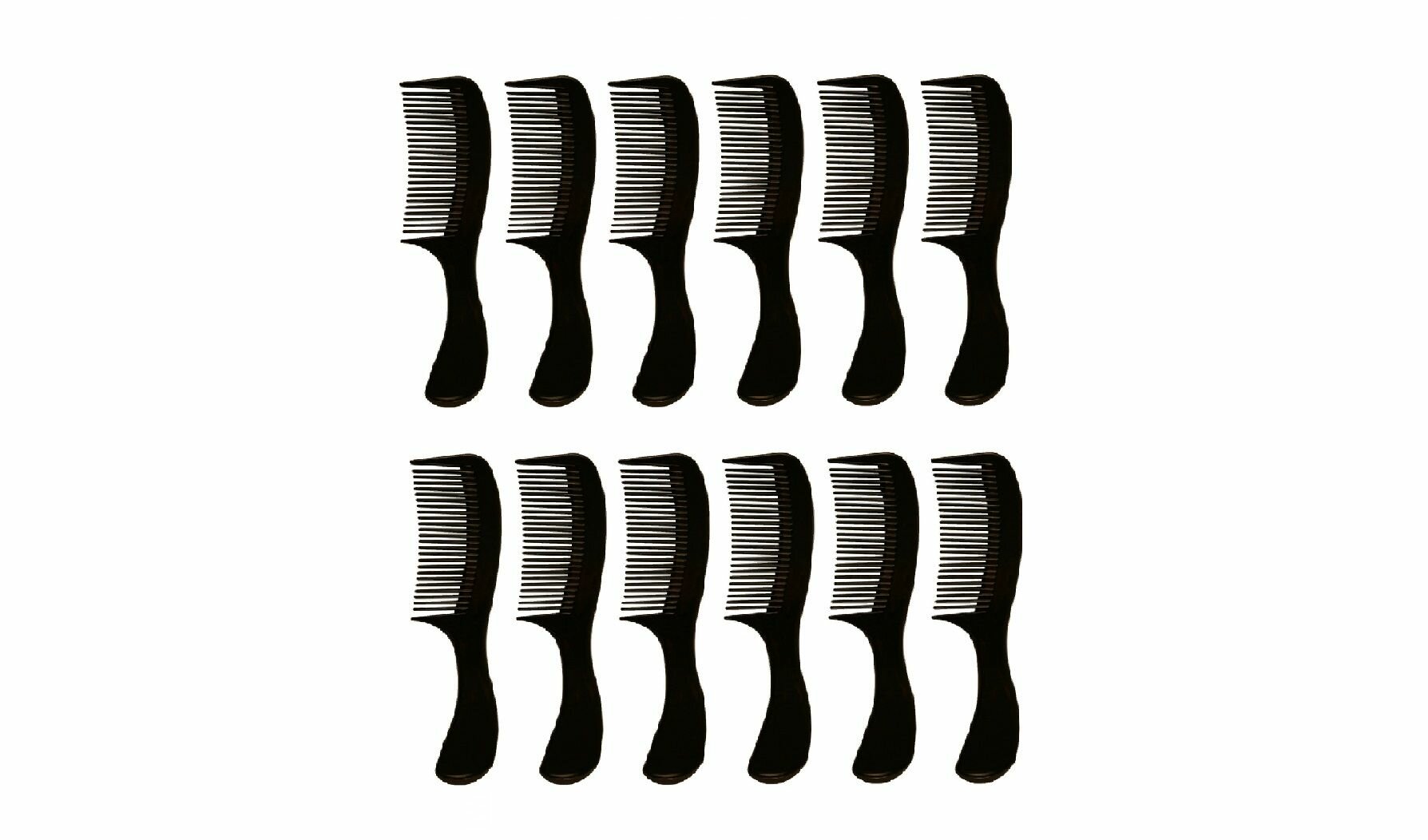 LEI Гребень пластиковый 021, с ручкой, черный, 12 штук