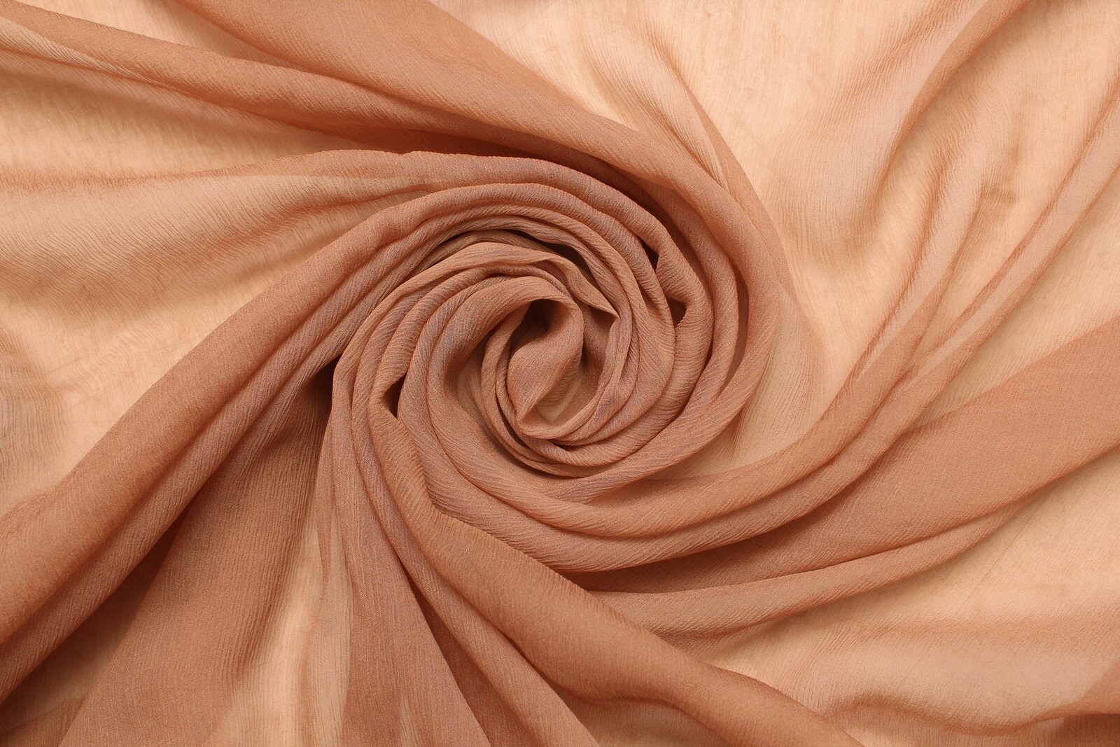 Ткань Шёлковый шифон-креш тёмно-бежевый, ш120см, 0,5 м