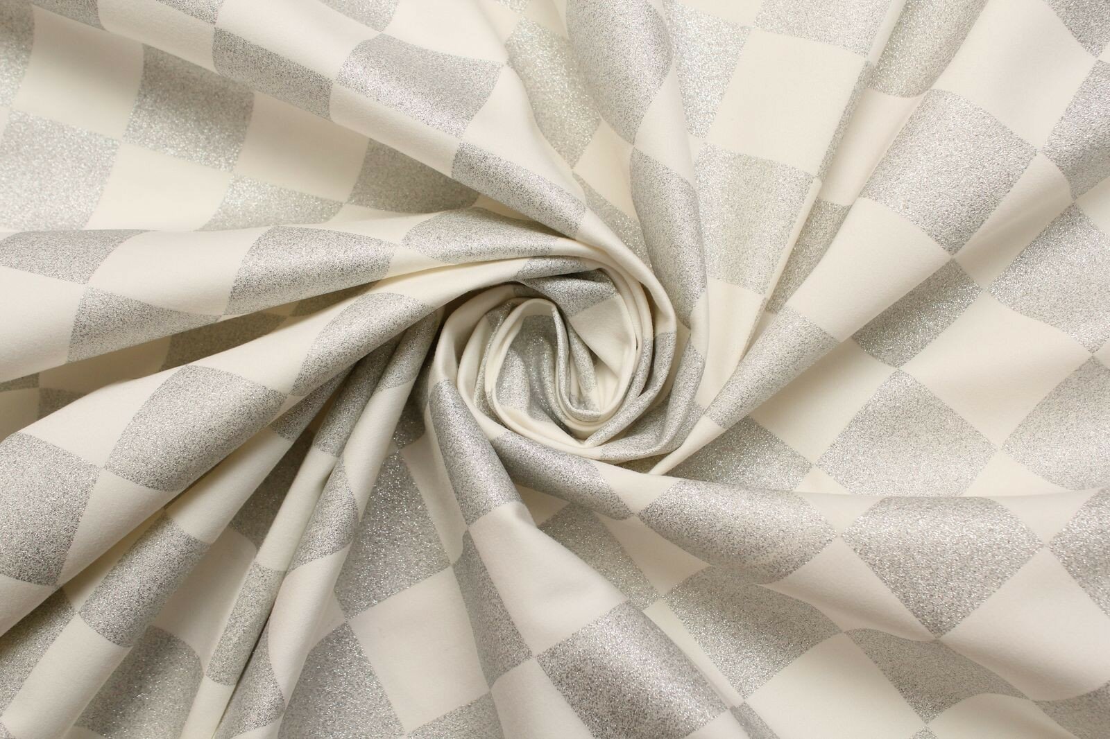 Ткань Сатин Nino молочного цвета с бриллиантовым напылением, 320 г/пм, ш150см, 0,5 м