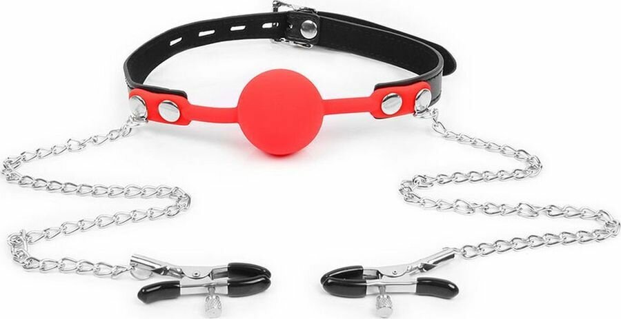 Notabu Кляп + Зажимы на соски, черный