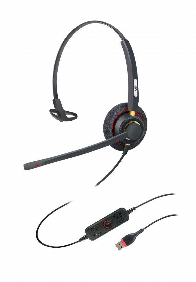 VoiceXpert VXH-500 проводная USB-гарнитура (1 динамик, USB-A, регулировка громкости, Mute)