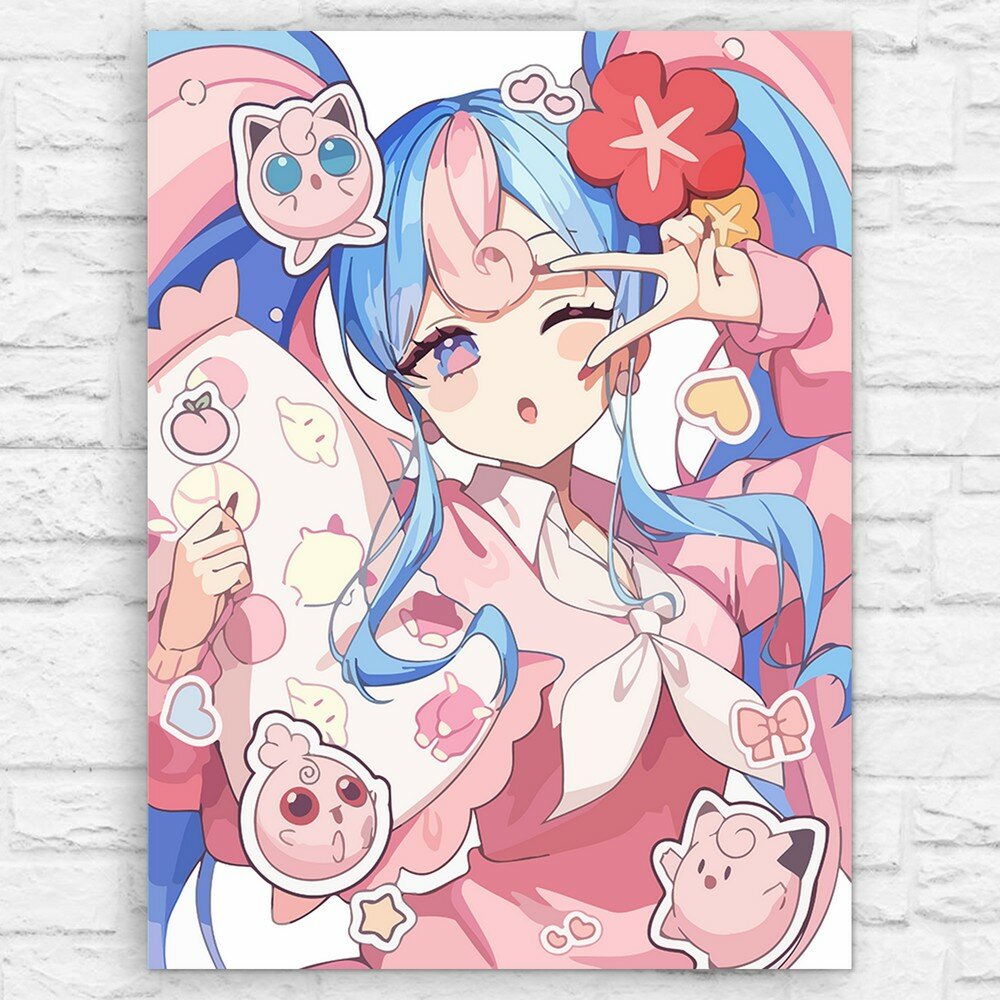 Картина по номерам на холсте аниме мику хацунэ (вокалоид, синаморолл, девушка) - 14912 30х40