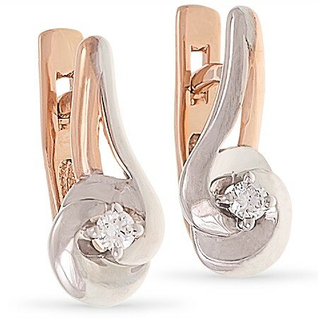 Серьги, золото, 585 проба, бриллиант