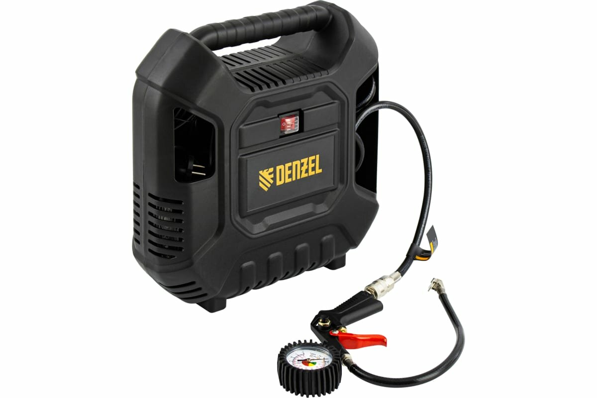 Компрессор воздушный DL1100 1,1 кВт, 180 л/мин, с набором аксессуаров // Denzel 58005