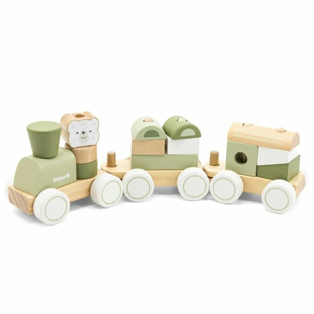 Развивающие игрушки из дерева Viga Toys Деревянный поезд- конструктор PolarB 44231