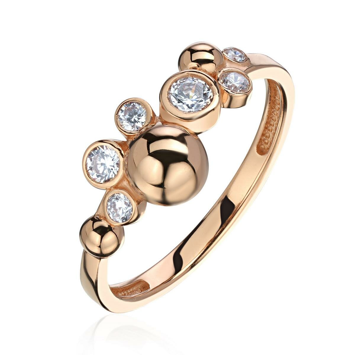 Кольцо, красное золото, 585 проба, фианит