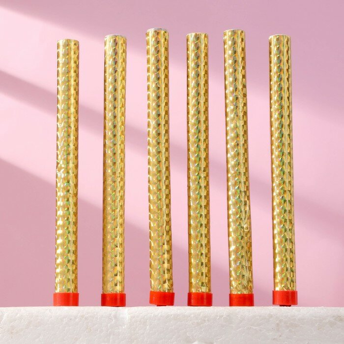 Свечи фонтаны в торт «Золото», 6 шт, 18 см, горение 50 сек