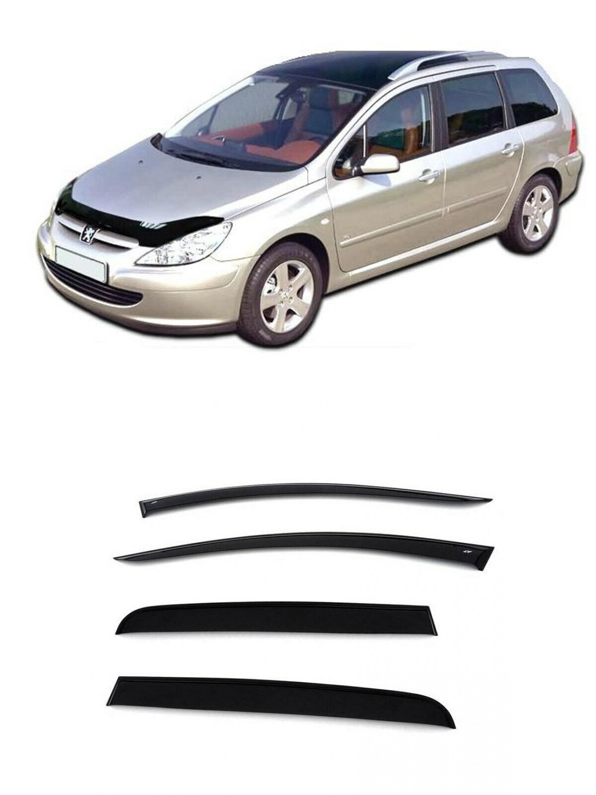 Дефлекторы боковых окон PEUGEOT Пежо 307 универсал (2001-2011)