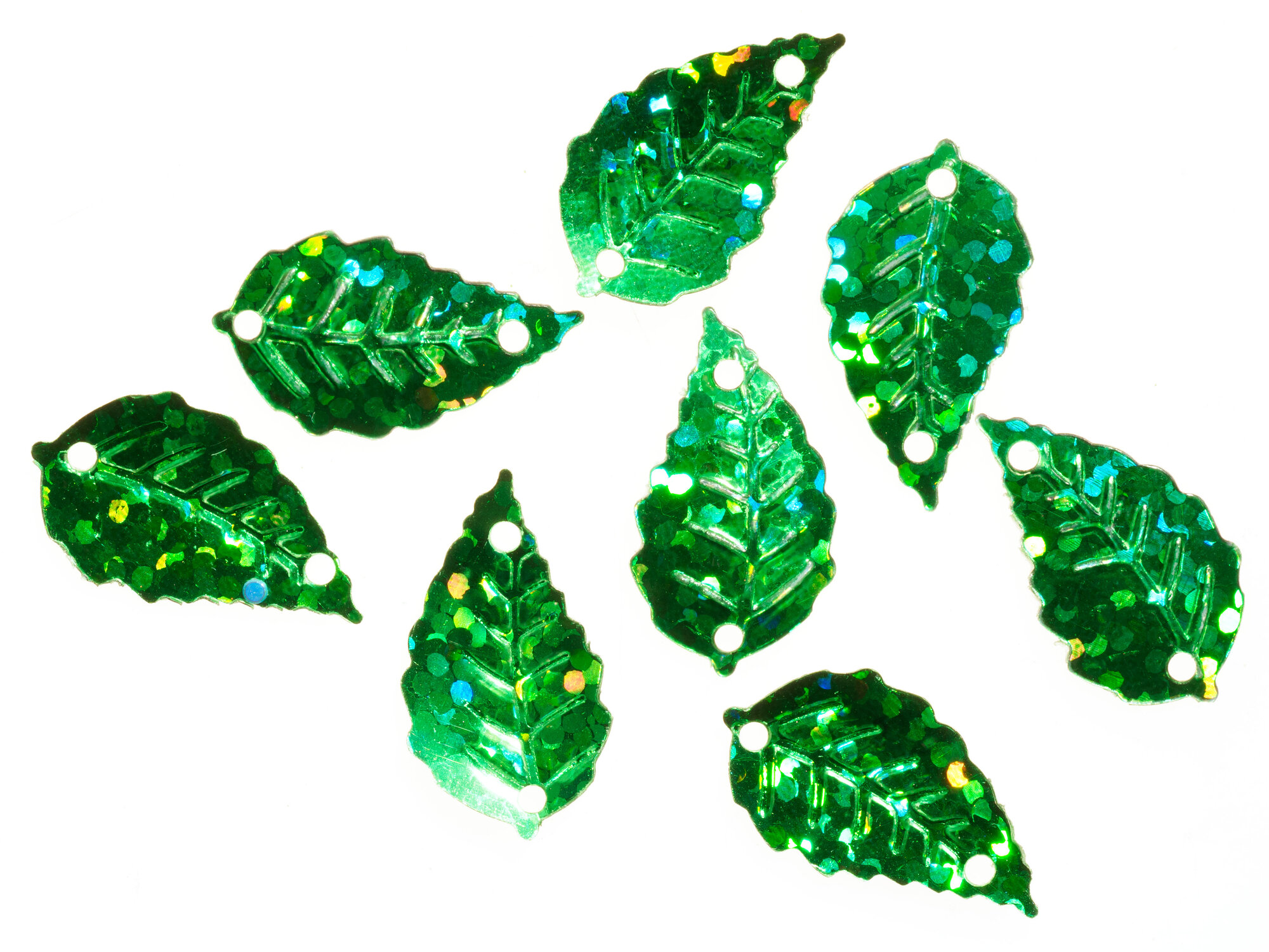 Пайетки "Листок" голографические 12 х 18 мм (зеленый) В4 / упаковка 20 гр