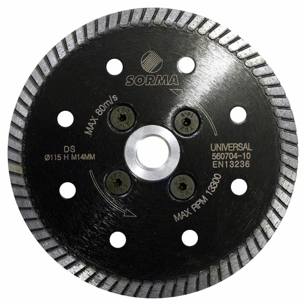 Диск алмазный для резки гранита TURBO DS 115 мм, фланец М14 SORMA (Сорма)