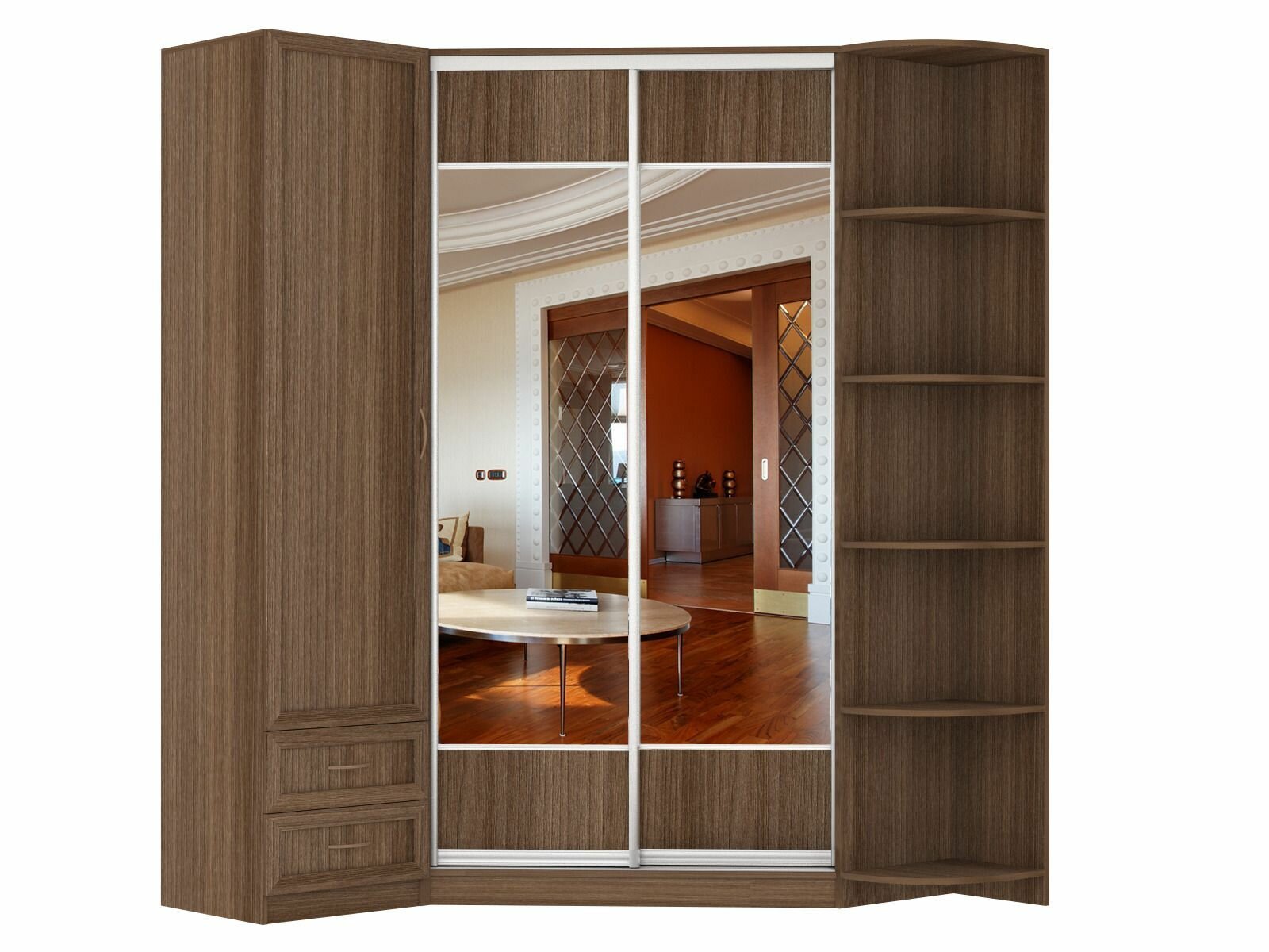 Шкаф угловой для одежды "Наполеон 5.1" 150/140х220х45, ясень шимо темный