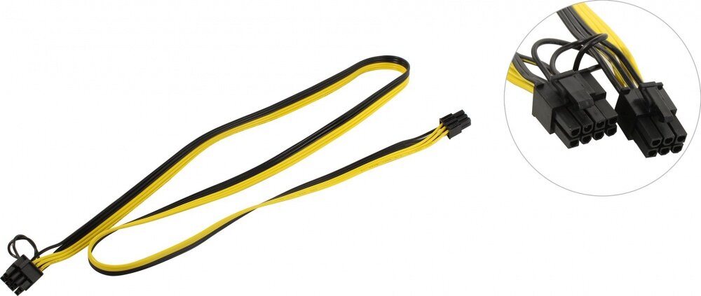 Кабель-переходник питания для видеокарт 6pin male -> 6 / 8pin male, 100 см