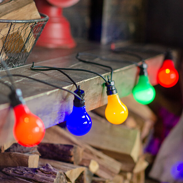 Гирлянда из лампочек Big Party Lights 10 м, 20 ламп, разноцветные LED, черный ПВХ, соединяемая, IP44, Winter Deco, ECO-020-B-BM