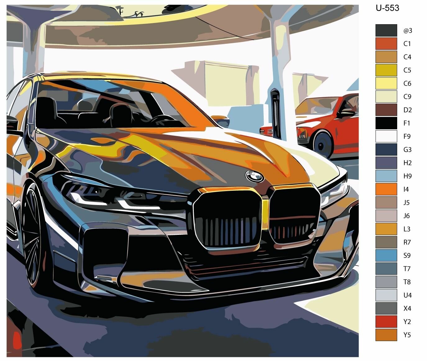 Картина по номерам U-553 "Арт Тачки. BMW" 40x40 см