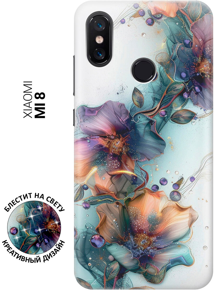 Силиконовый чехол на Xiaomi Mi 8 с принтом "Мистические цветы"