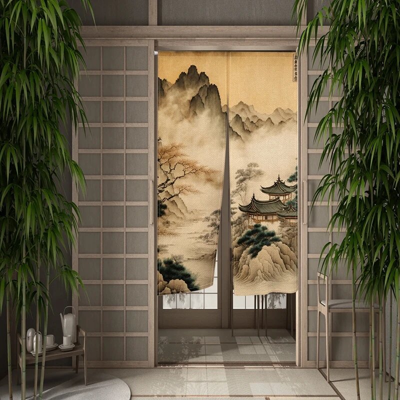 Занавеска дверная китайская пейзаж, 85x200cm, цвет 3