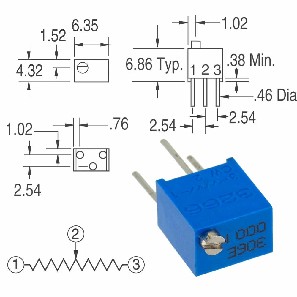 50 кОм Резистор подстроечный 3266W-1-503 (4шт)