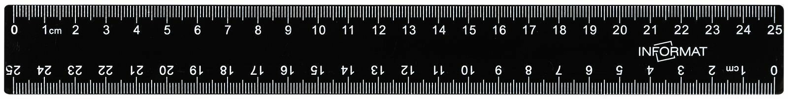 Линейка inформат пластик, непрозрачная черная, 25 см (INRP25B)