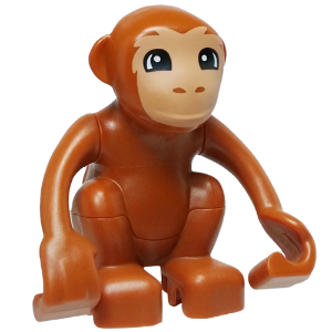 Обезьяна Lego Duplo Monkey, Curled Tail with Nougat Face Pattern 60363c01pb03