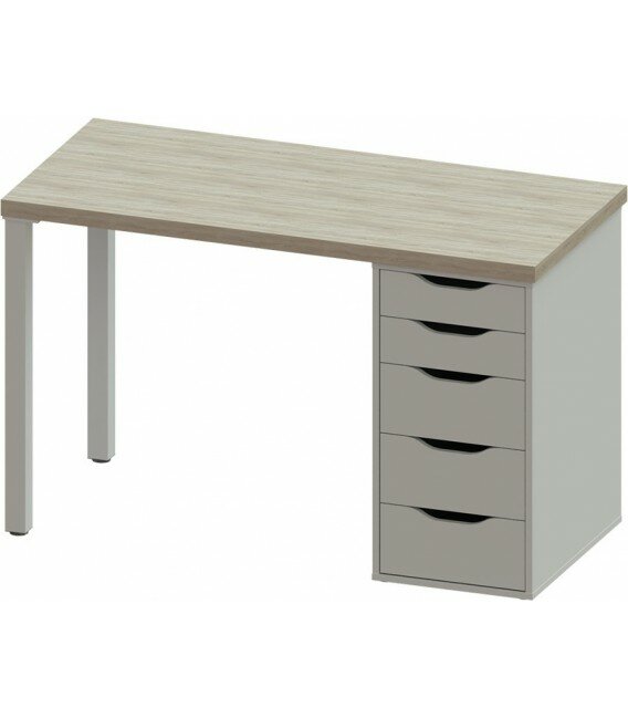 Стол письменный Ингар 1/5Т 120x75x55, дуб беленый/белый S00883