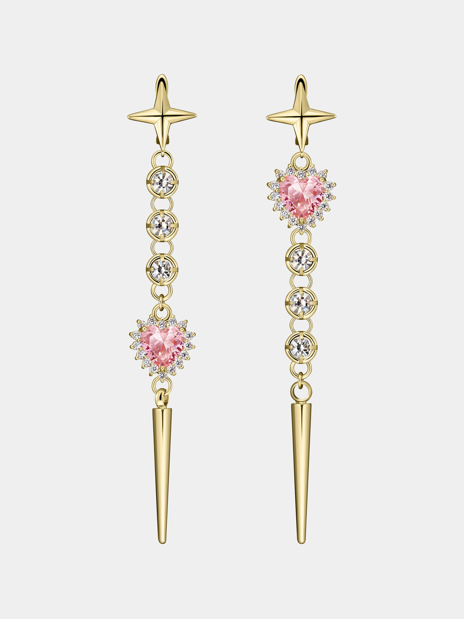 Серьги цепочки, с подвесками, фианит