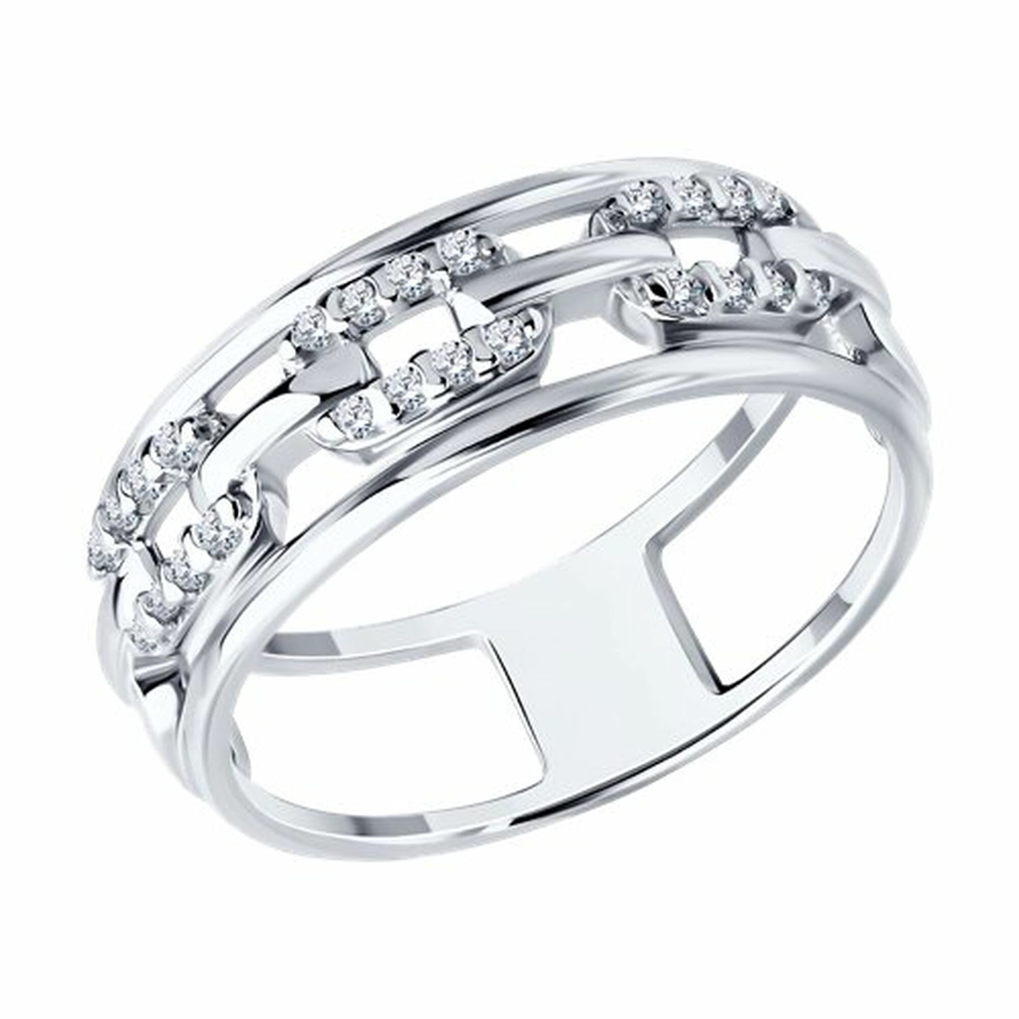 Кольцо дорожка, серебро, 925 проба, родирование, фианит