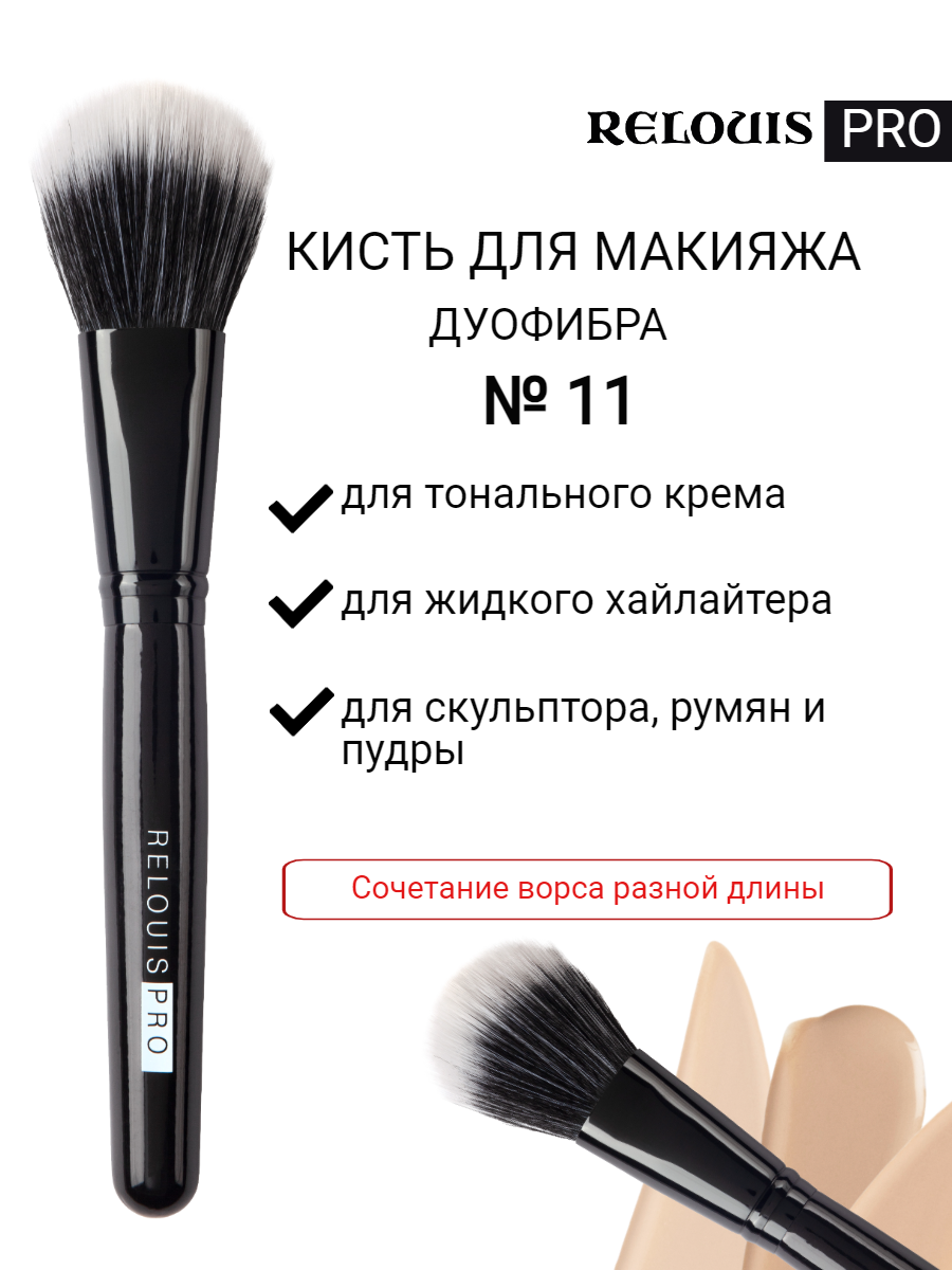 Кисть косметическая дуофибра №11 RELOUIS PRO Duo Fiber Brush