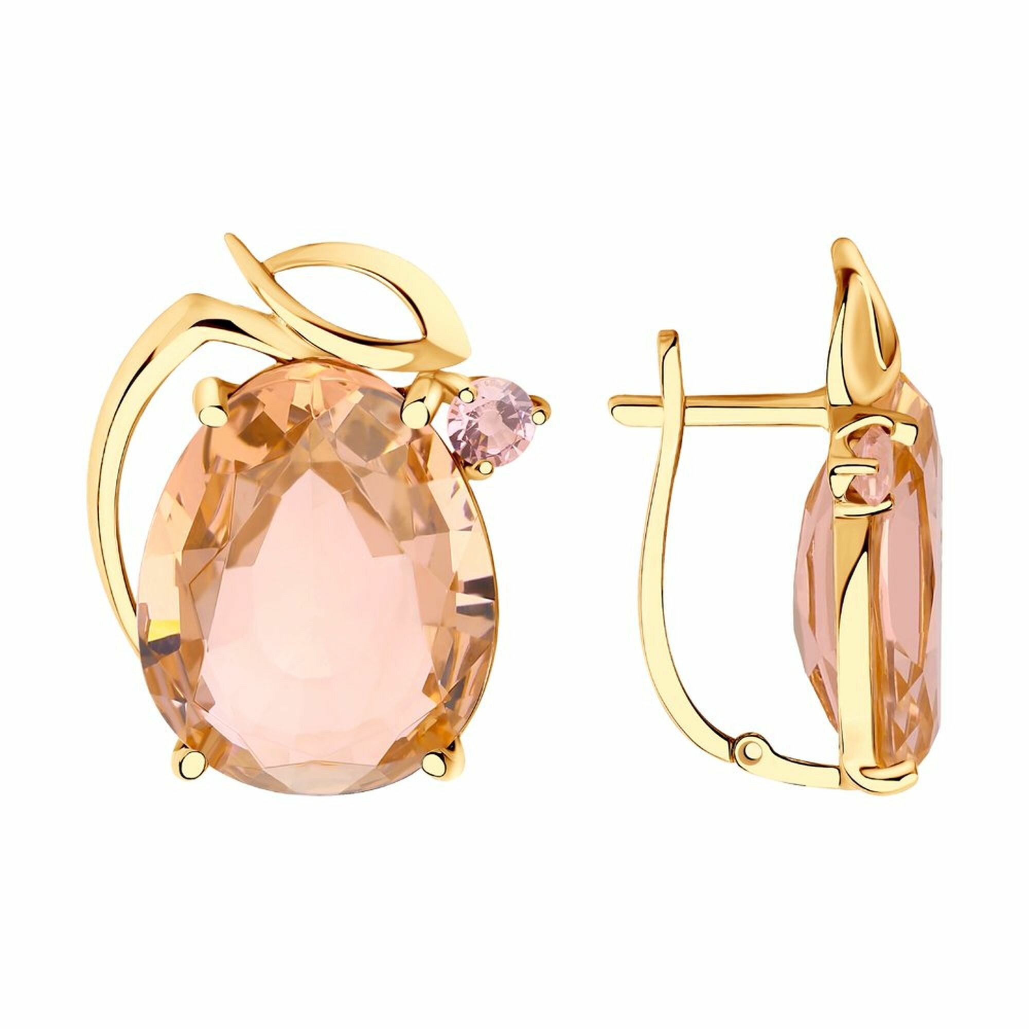 Серьги Diamant online, красное золото, 585 проба, морганит