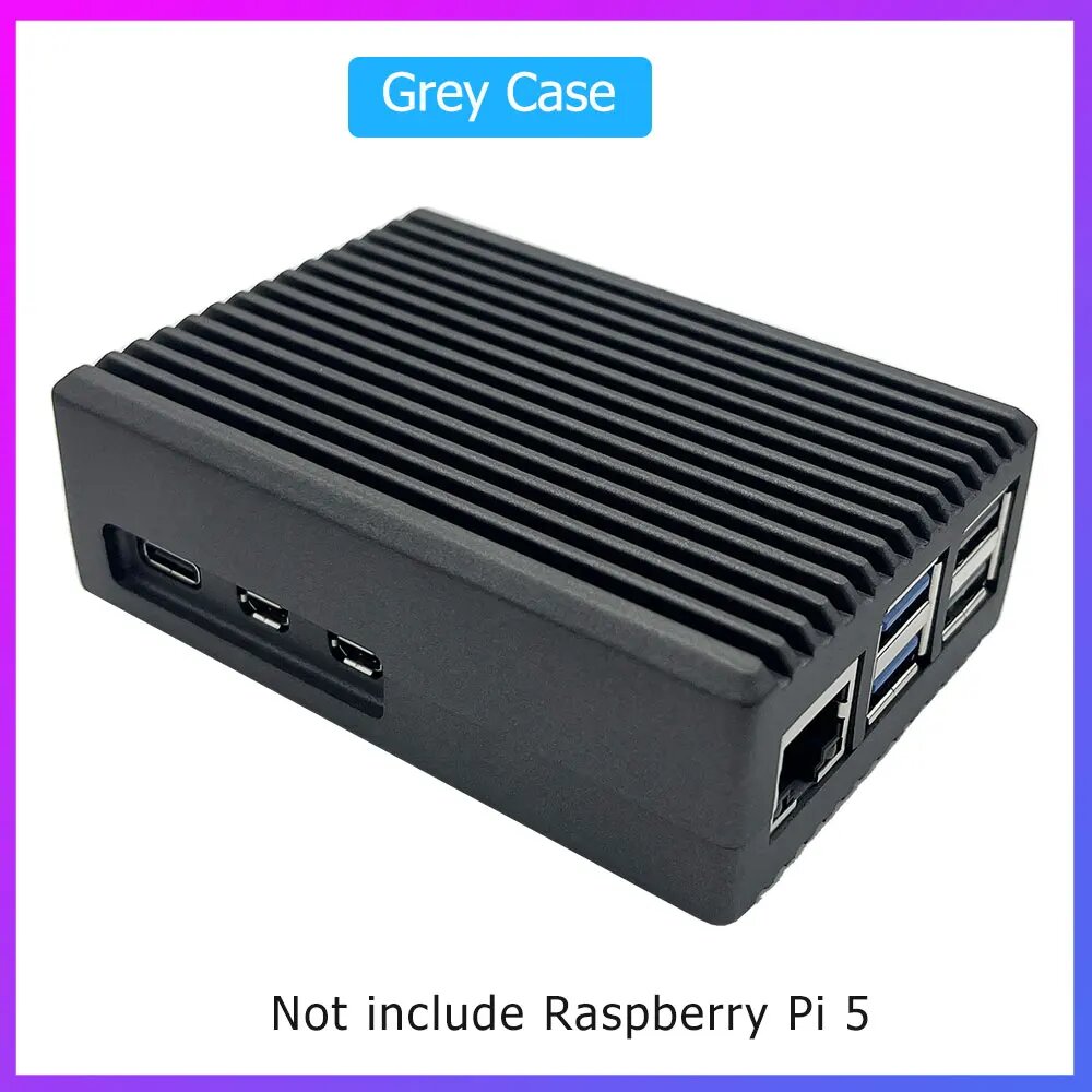 Корпус для Raspberry Pi 5, серый, алюминиевый