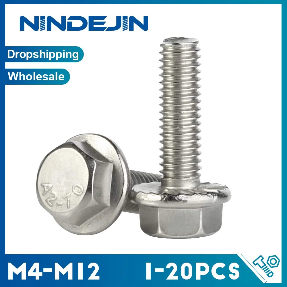Фланец болт из нержавеющей стали NINDEJIN M4-M12 M8 5pcs, 16mm