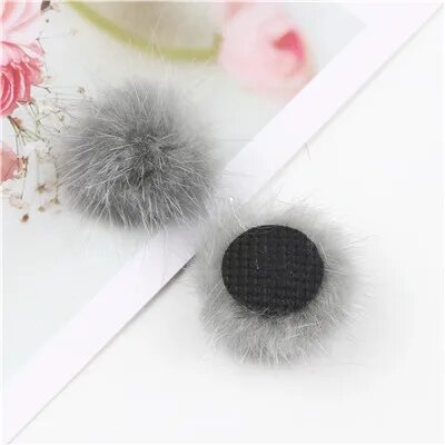Меховые помпоны из норки, 10 шт. Серый, grey
