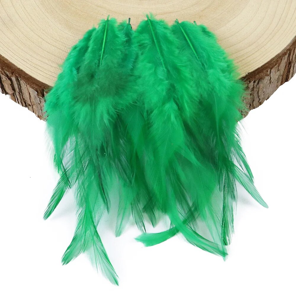 Натуральные куриные перья 8-12 см Изумрудный, 100pcs, Grass green
