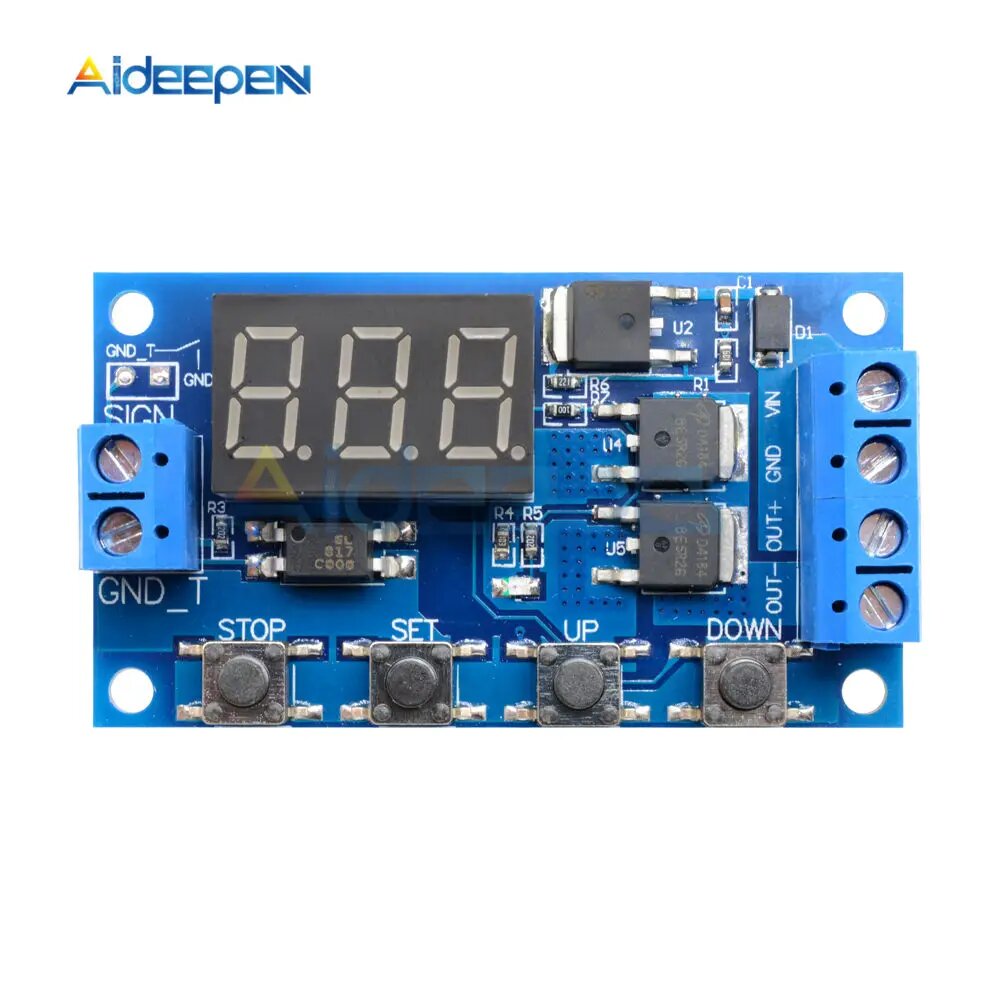DC 5 В-30 В двойное MOS реле задержки времени триггер высокого уровня светодиодный цифровой дисплей цикл таймер задержки схема переключателя 12 В 24 В 0-999