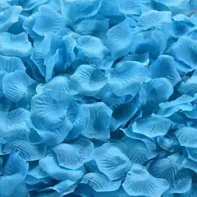 Искусственные лепестки роз шелковые 500/1000/3000 шт. Синий, 500pcs, lake blue