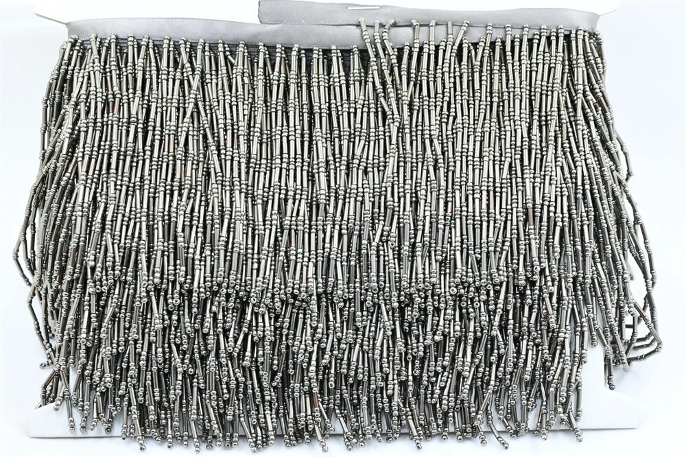 Серебряная стеклянная бахрома из бисера Zhaorong 1 ярд Hematite