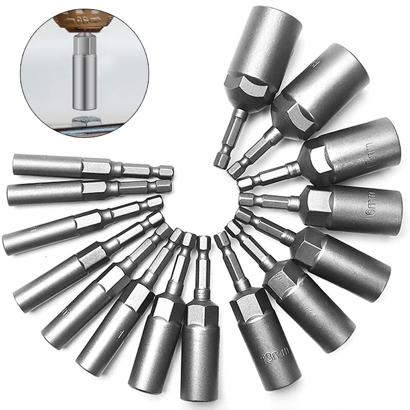 Ключ-насадка/бита торцевой головкой для кровельных саморезов, 15 шт